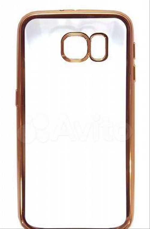 Чехол-накладка для Samsung G925F S6 edge рамка TPU розовое золото