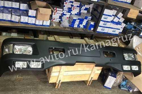 Бампер на Камаз 65115 с белыми птф туманками