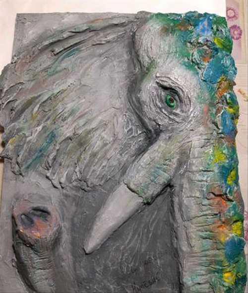 Скульптурная живопись "Индийский слон"