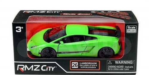 Машинка металлическая Uni-Fortune RMZ City 1:36 Lamborghini Gallardo LP570-4 Superleggera, инерционная, зеленый матовый цвет 554998M(A)