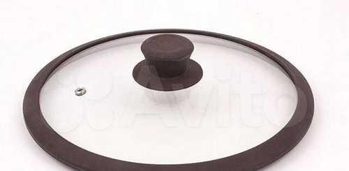 Крышка стеклянная TimA с силиконовым ободком, 28 см (цвет: коричневый)