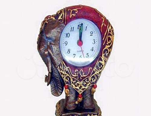 Часы настольные ElffDecor Слон в попоне, полистоун (искусственный камень), высота 13 см