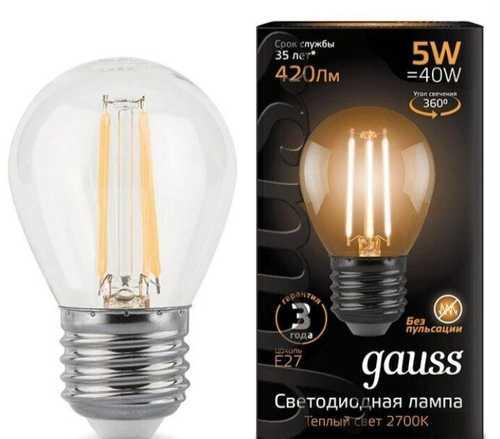 Лампа светодиодная gauss 105802105, E27, 5Вт 2700K