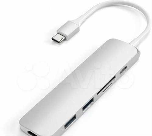 USB-концентратор Satechi Slim Multi-Port V2 (ST-scma2S) Type-C 4K (Silver)