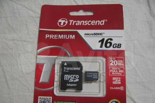 Карта памяти transcend microsdhc 16 гб class 10