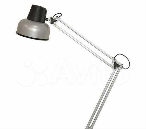 Светильник настольный Трансвит "Бета", на струбцине, лампа накаливания/люминесцентная/светодиодная, до 60 Вт, серебристый, высота 70 см