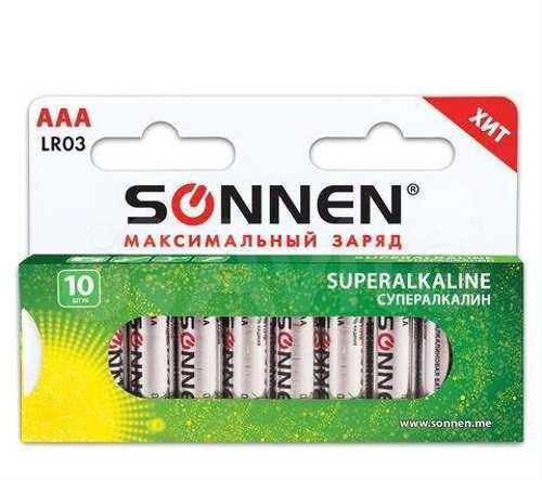 Батарейки алкалиновые "Sonnen Super Alkaline", AAA (LR03, 24А), 10 штук