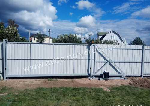 Ворота откатные 4,0*1,65м деревня" Корабсельки"