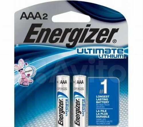 Батарейки energizer Ultimate Lithium, AAA (FR03, 24А), литиевые,комплект 2 шт., в блистере, 639170