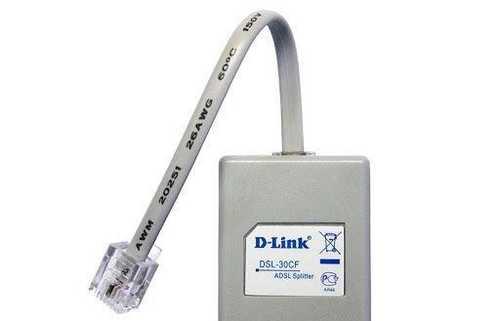 Сплиттер adsl D-link DSL-30CF/RS c телефонным кабе