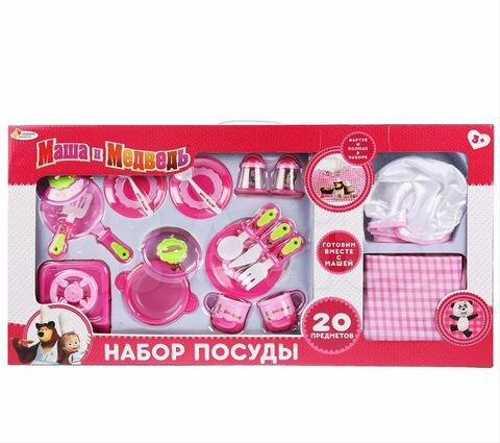 Набор посуды Играем вместе "Маша и Медведь" с колпаком и фартуком (1209U390-R)