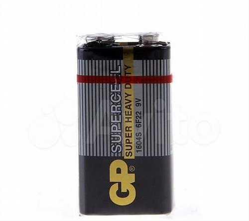 Батарейка солевая GP Supercell Super Heavy Duty, 6F22-1S, 9В, крона, спайка, 1 шт