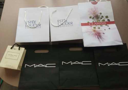 Фирменные пакеты mac, clarins, estee lauder