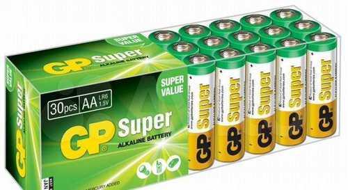 Батарейка GP Super Alkaline 15A LR6 AA, 30 штук (количество товаров в комплекте: 30)