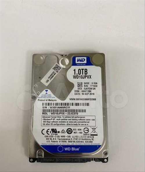 Жесткий диск HDD WD Blue 2’5 1.0 Tb