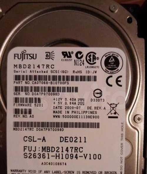 Жесткий диск Fujitsu sas10k 146 GB MBD2147RC
