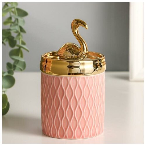 MARU Шкатулка керамика "Золотой фламинго" 13,5х7,5х7,5 см