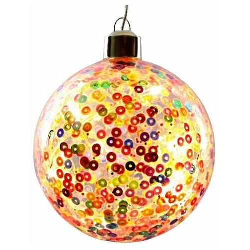 Светящийся ёлочный шар стекло, тёплые белые LED-огни, 8 см, батарейки, Peha Magic