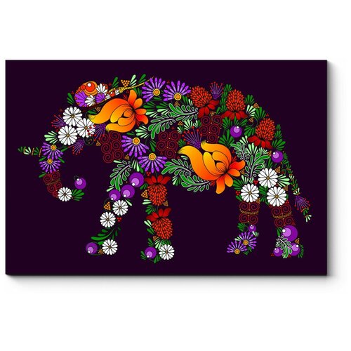 Модульная картина Цветочный слон 90x60