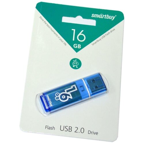 Флеш-накопитель 16Gb SmartBuy Glossy series, USB 2.0, пластик, синий