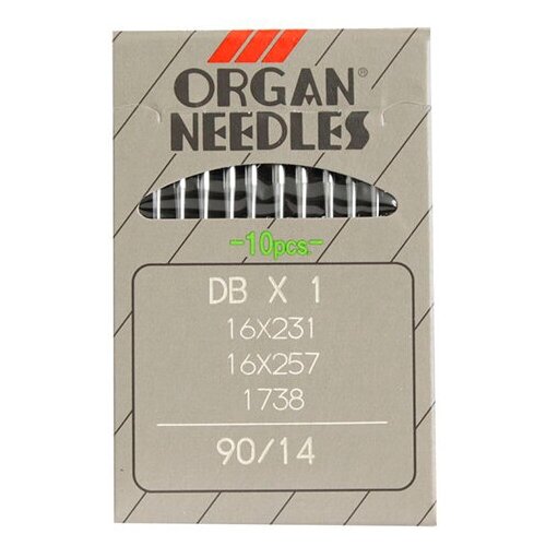 Набор игл для прямострочных промышленных швейных машин Organ Needles, №90, 10 игл, арт. DBx1