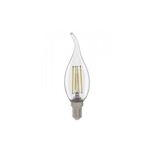 Светодиодная LED лампа General филамент свеча на ветру E14 12W 4K 35x98 (нитевидная) прозр GLDEN-CWS-12-230-E14-4500 660328 (упаковка 14 штук)