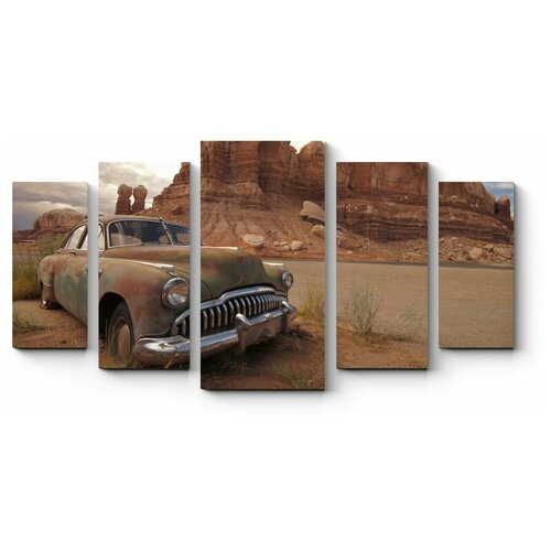 Модульная картина Винтажная машина в пустыне 160x88