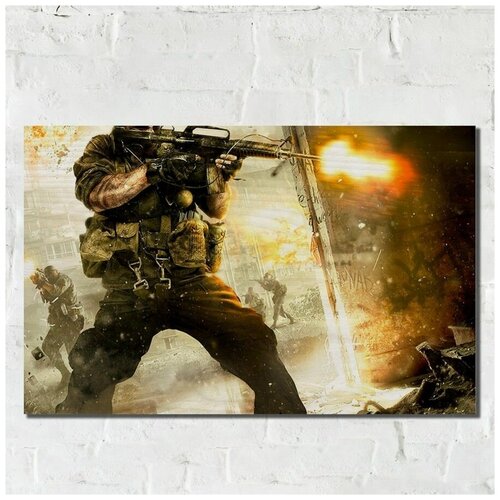 Картина интерьерная на дереве, рисунок игра Call Of Duty Black Ops - 11462