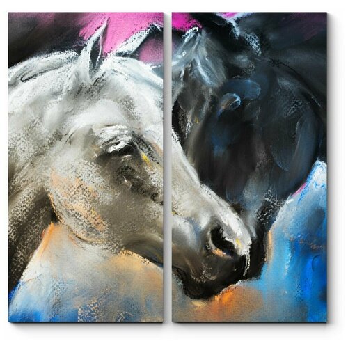 Модульная картина Влюбленная пара лошадей 110x110