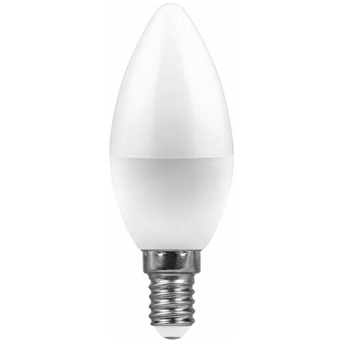 Лампа светодиодная LED 7вт E14 дневной матовая свеча | код. 25477 | FERON (7шт. в упак.)