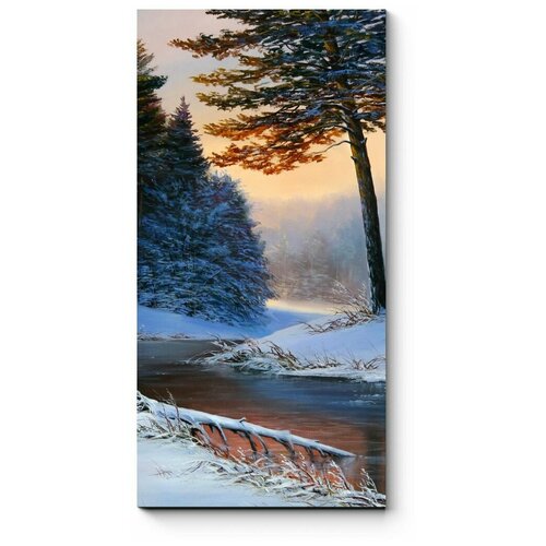Модульная картина Холодная красота зимнего леса 20x40