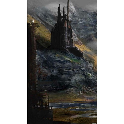 Картина на холсте 60x110 LinxOne "Замок, мрак, силуэт, арт, вертикальный" интерьерная для дома / на стену / на кухню / с подрамником