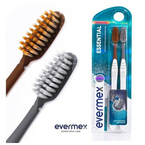 Evermex Зубная щётка Evermex Essential, средней жёсткости, 2 шт.