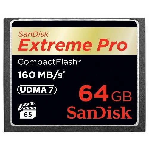 Карта памяти SanDisk Compact Flash 64 ГБ, R/W 160/150 МБ/с, 1 шт.