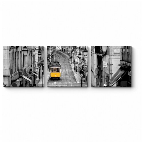 Модульная картина Одинокий трамвай, Лиссабон 90x30