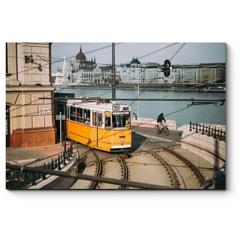 Модульная картина Трамвай по одной из улиц Будапешта120x80