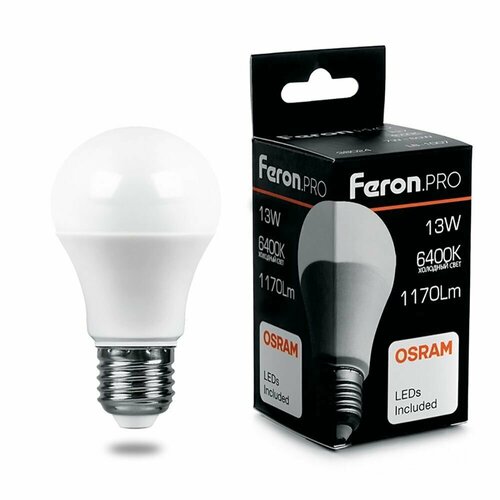 Лампа светодиодная Feron E27 13W 6400K Матовая LB-1013 10 штук В комплекте