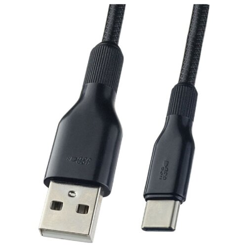 Мультимедийный кабель USB2.0 A вилка - micro USB вилка, силикон, черный, длина 1 м, бокс (U4907)