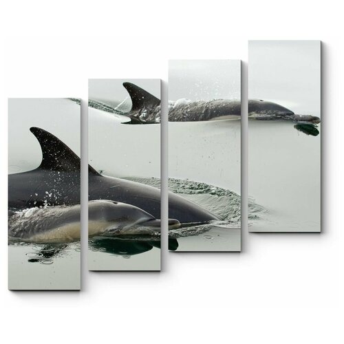 Модульная картина Счастливая семья дельфинов120x104