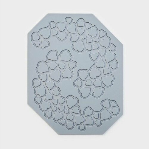 Силиконовый коврик для айсинга Доляна Сердца , 17,7 14 0,3 см , цвет серый