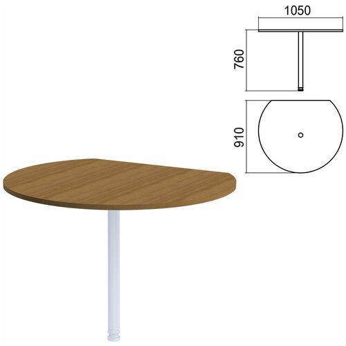 Стол приставной полукруг "Арго", 1050х910 мм, без опоры, орех, 1 шт.