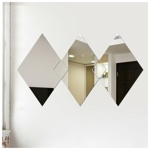 Наклейки интерьерные "Ромбы", зеркальные, декор настенный, панно 60 х 35 см, 5 эл
