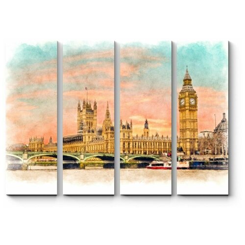Модульная картина Закат над Лондоном140x105