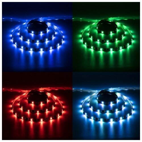 Комплект светодиодной ленты Luazon Lighting 1 м, IP65, SMD5050, 30 LED/м, USB, пульт ДУ, RGB