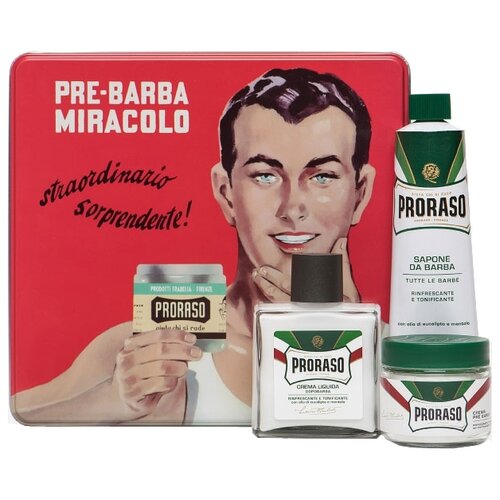 Набор для бритья Gino Vintage Selection Tin Green Range Proraso