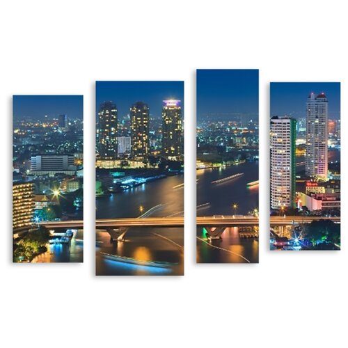 Модульная картина на холсте "Ночной Бангкок" 120x84 см