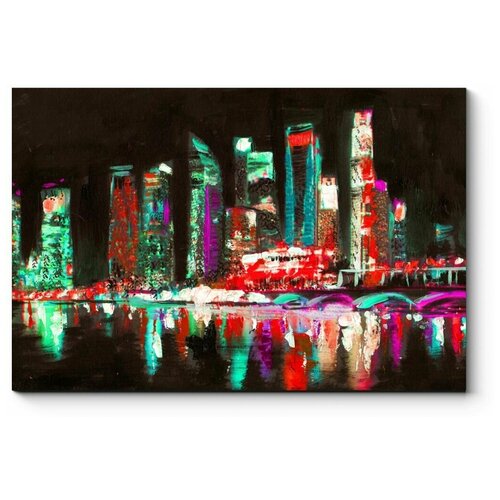 Модульная картина Ночной Сингапур маслом 110x73
