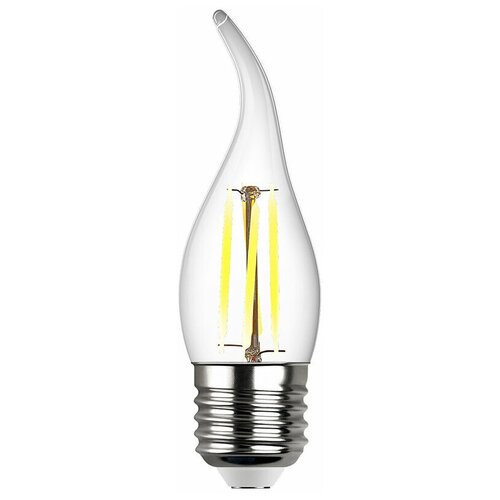 Лампа светодиодная филаментная E27 4000К 7 Вт 730 Лм 220 В свеча на ветру FC37 прозрачная