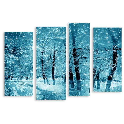 Модульная картина на холсте "Ледяной лес" 120x86 см