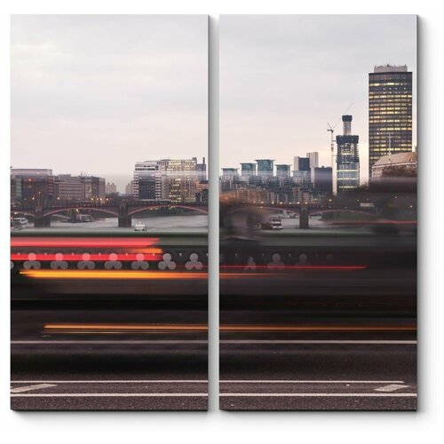 Модульная картина Огни пролетающих лондонских машин 110x110
